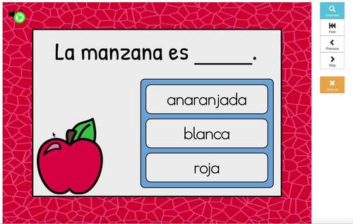 Spanish Boom Cards / Digital Task Cards--Food Groups: Fruits #2 Extension