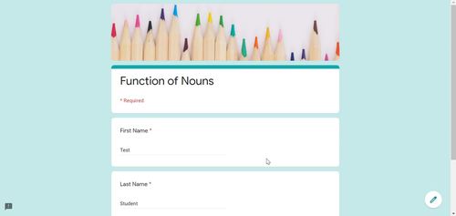 Function of Nouns Google Form™ Quiz + Support Video - CCSS.L.3.1.a