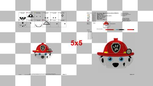 Marshall Paw Patrol Head Fill Machine Embroidery Design - Instant Download