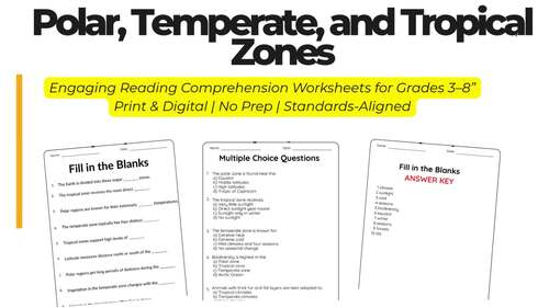 Polar, Temperate, & Tropical Zones | Science Reading Comprehension ...