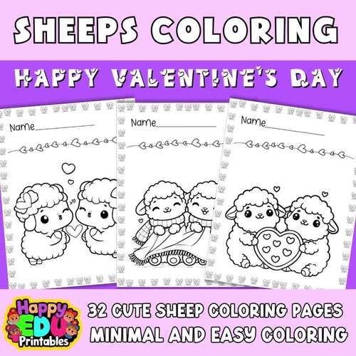 Sheep Coloring Sheets | Easy Animal Valentine’s Day Coloring Pages Activity