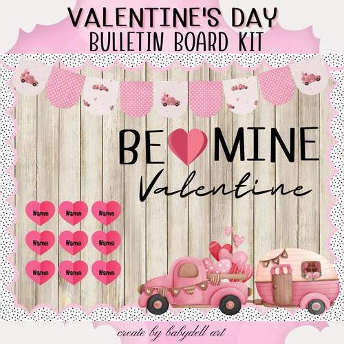Valentine's Day Bulletin Board Kit | Editable Name Tags | February Door ...