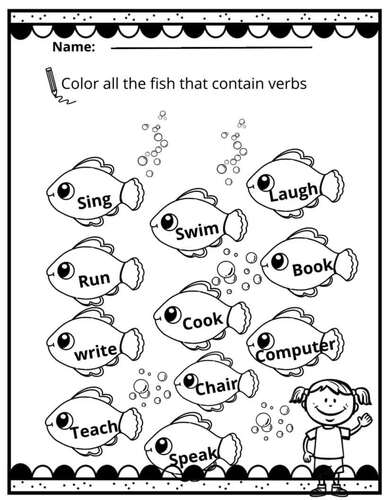 Grammar Fun Pack: Verbs, Nouns, and Adjectives Worksheets | Grammar ...
