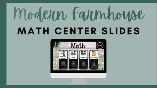 Modern Farmhouse Math Center Station Rotation Slides w/ Visual ...