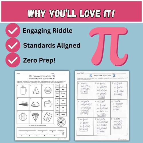 Pi Day Math Activity | Calculating Volume Mystery Riddle | Grade 8 ...