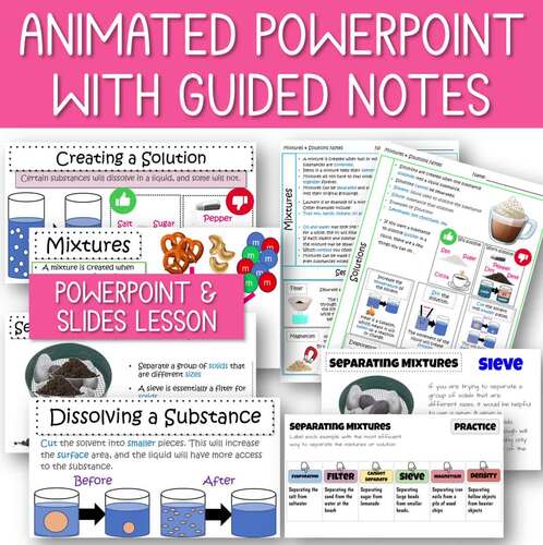 Mixtures and Solutions Science Bundle (PowerPoint, Vocab, Project, Review)