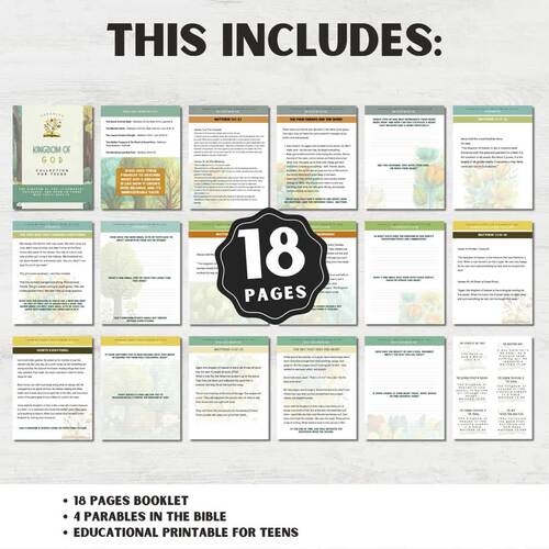 Parables of Jesus for Teens – Set of 5 Bible Stories Printables, Youth ...