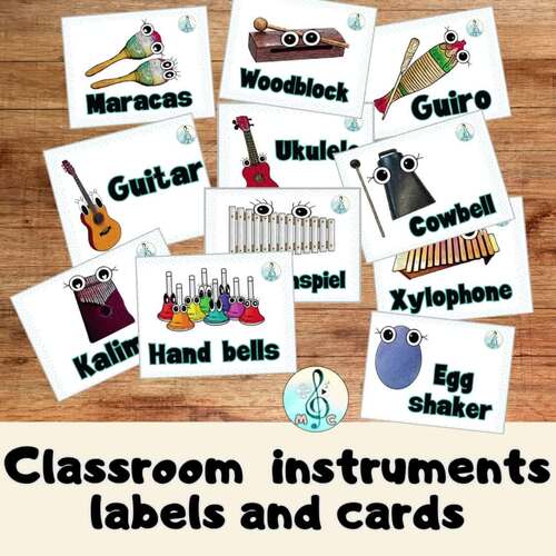 MUSIC CLASS instrument LABELS & CARDS: decor, games, centers & bulletin ...