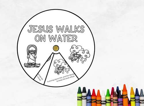 Jesus Walks on Water Bible Story Spinning Wheel Sunday School Coloring ...