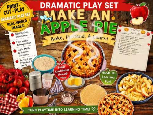 Make an Apple Pie Dramatic Play Life Skills Role Play by Miss Fuzzy Bee