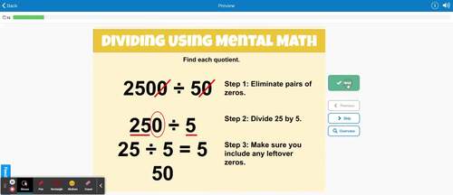 5th Grade Divide Whole Numbers Using Mental Math Boom Card Activity