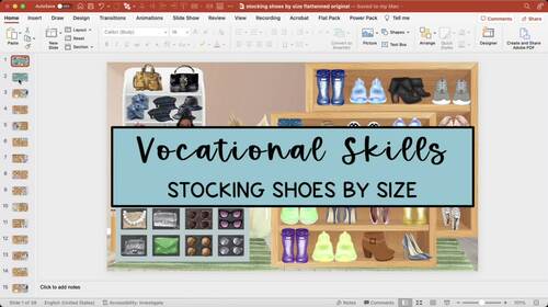 Shoe Store Vocational Task Stocking Merchandise By Size Drag & Drop Digital