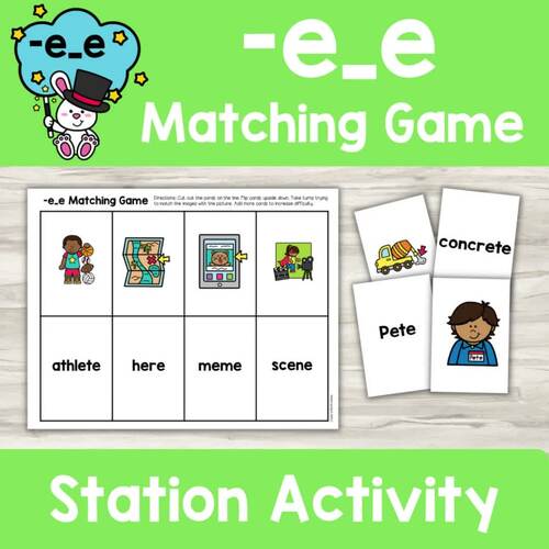 CVCE Long E Magic E -e_e Phonics Matching Game Center Station | 1st 2nd ...