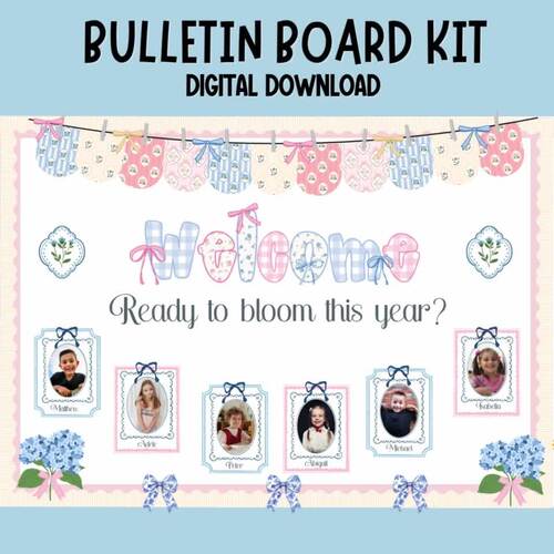 Welcome Back Bulletin Board Door Decor Grandmillenial Pastel Classroom ...