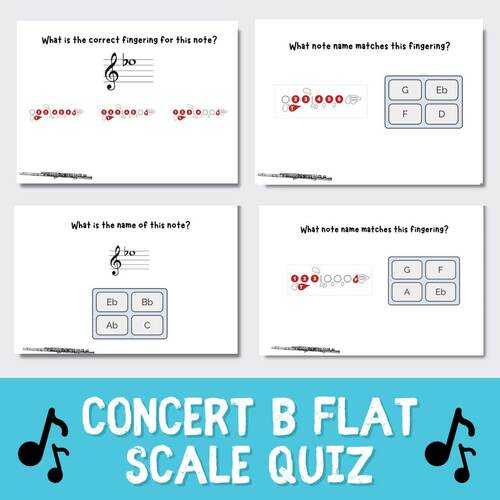 Flute : Concert Bb Scale Boom Card Quiz for Bands | TPT