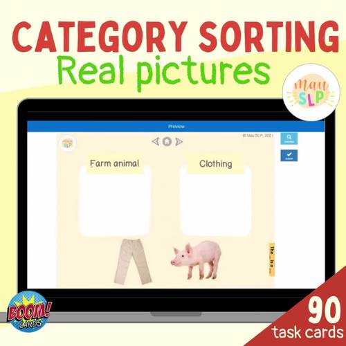 Category Sorting Real Pictures for Speech Therapy Boom Cards™ by Mau SLP