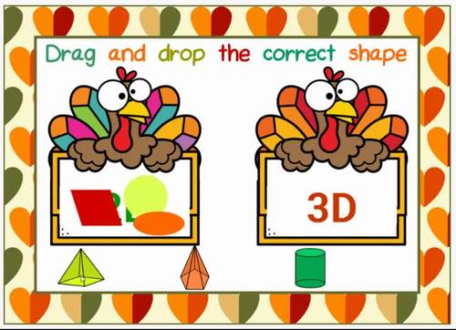 Thanksgiving Math Games 2D or 3D Sorting Shapes Boom Cards | TPT