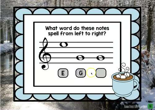 Winter Music Activities- Treble Clef Note Names by Band Directors Talk Shop