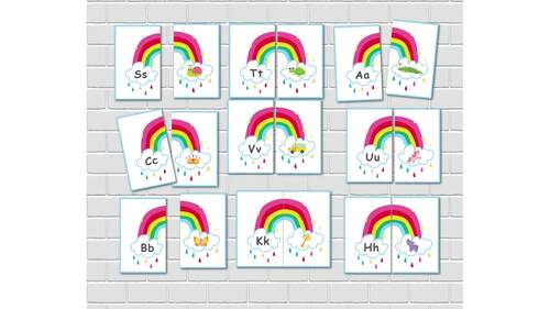 Rainbow Alphabet Symmetry Cards, ABC Matching Game, Toddler Matching ...
