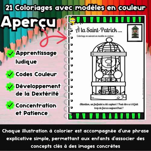 TOUT SUR… la Saint Patrick par le Coloriage en suivant un modèle en couleur
