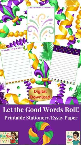 Let the Good Words Roll! Mardi Gras Printable Stationery & Essay Paper