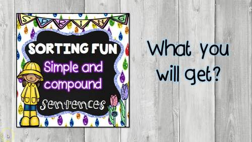 Spring Simple and Compound Sentences Sort by Glistening Gems | TpT