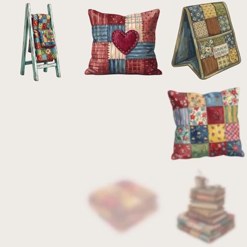 Retro Cozy Reading Corner PNG Clipart Set Transparent Background 300 DPI