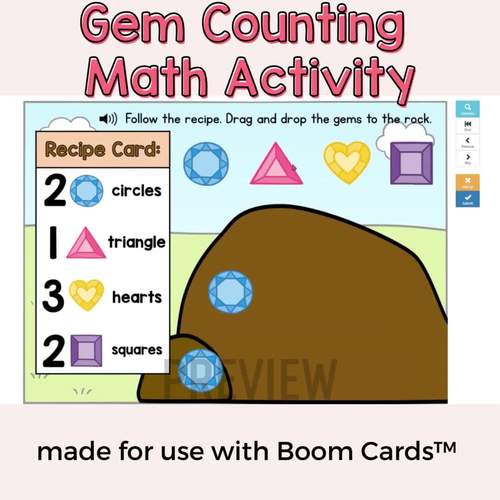 Gem Counting Math Activity Digital Task Cards with Boom Cards | TPT