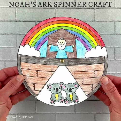 Noah's Ark Animals Spinner Craft - Bible Lesson - Bible Story Coloring ...