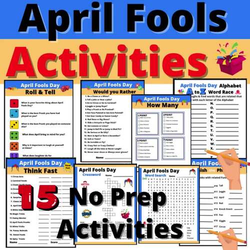 April Fools Day Activities Independent Day Student Work Sub Plans No Prep