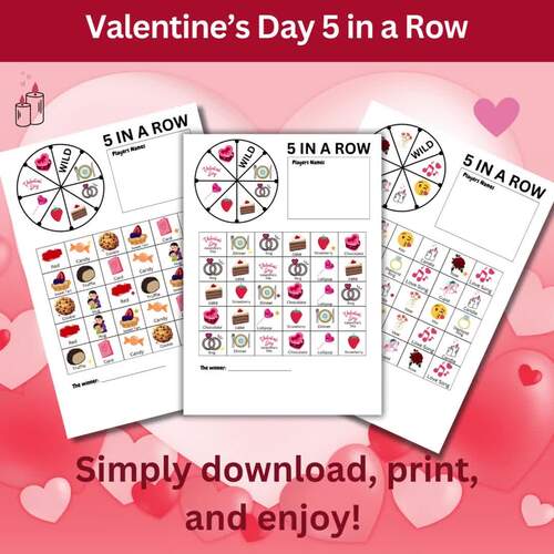 Valentine's Day 5-in-a-Row Vocabulary Game, Fun and Engaging Word Practice!