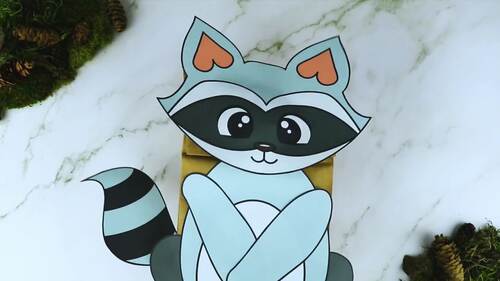 Raccoon Paper Bag Puppet Craft | Woodland Animal Printable for PreK ...