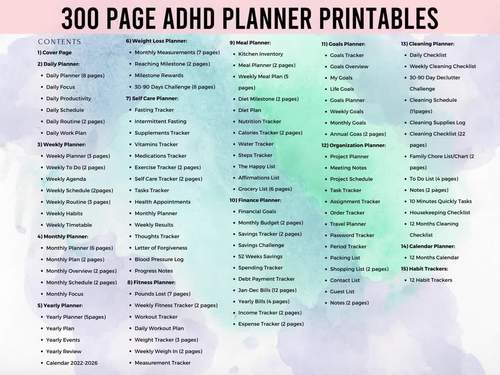 ADHD Planner Adult, ADHD Planner Printable, ADHD Productivity Planner