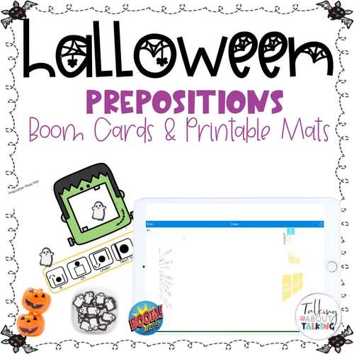 Speech Therapy Halloween Prepositions Boom Cards & Printable Version