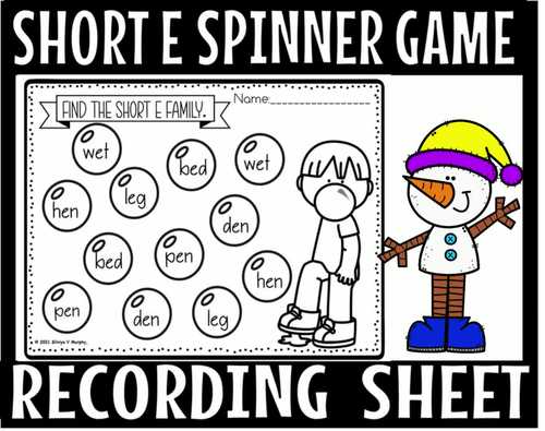 Short e word houses and spinner center game by Murphys lesson design studio