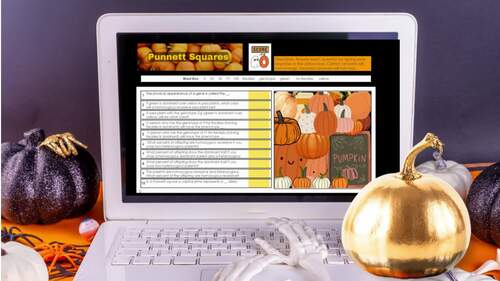 Punnett Squares Self Checking Worksheet for Middle School for Halloween