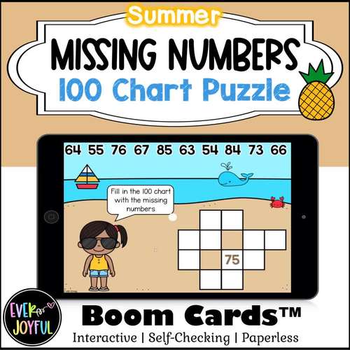 1st Grade Summer-Themed Math Boom Cards™ | 100 Chart Puzzle Boom Cards™