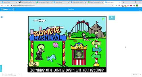 Digital Escape Room Zombie Carnival | Boom Cards | Distance Learning