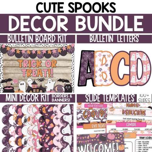 Cute Halloween Bulletin Board Decor Bundle / Pink Halloween Decor Bundle