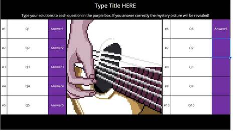Guitar Commercial Use Pixel Art Activity Templates for Google Sheets