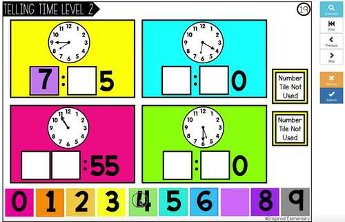 Digital Math Tiles: Telling Time Boom Cards™ {Quarter Hour & Five Minutes}