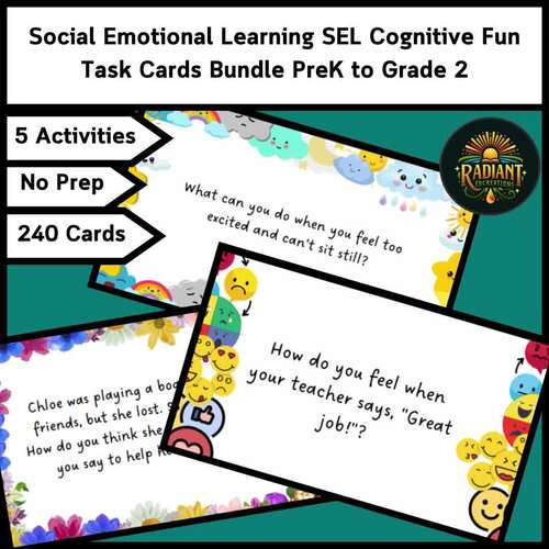 Social Emotional Learning SEL Cognitive Fun Task Cards Bundle PreK to ...