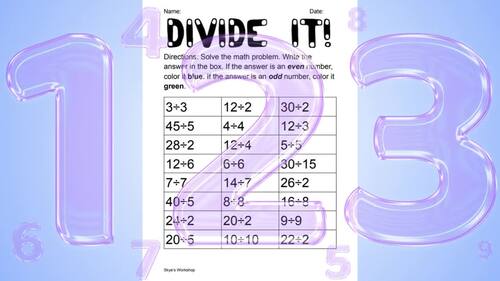 Divide It Answer and Shade Even Odd Color by Number BUNDLE by Skye's ...