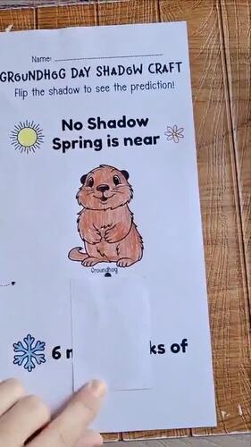 Groundhog Shadow Craft | Groundhog Day Prediction February Activity No Prep