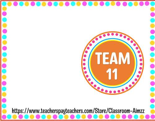 Printable bright Table, Team and group Numbers, Classroom Label, Table ...
