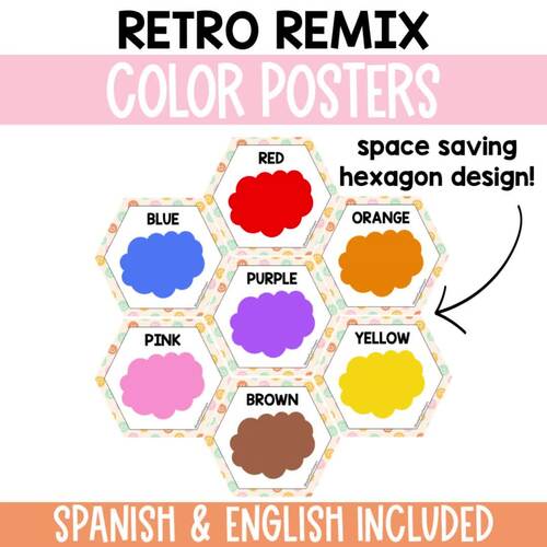 English and Spanish Color Posters / Colores Españoles / Retro Remix