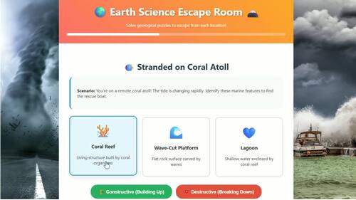 Earth Science Interactive Game | Constructive & Destructive Processes | 5th