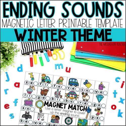 Winter Final Ending Sounds Activity Magnetic Letter Printable Cookie Sheet