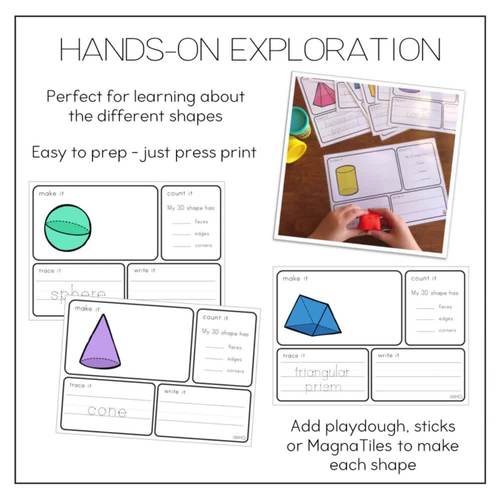 3D Shape Activity Mats - Make It Count It Write It Hands On Math Center