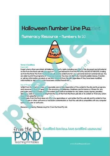 Halloween Number Line Cut and Paste Puzzle Worksheets {Halloween Math}